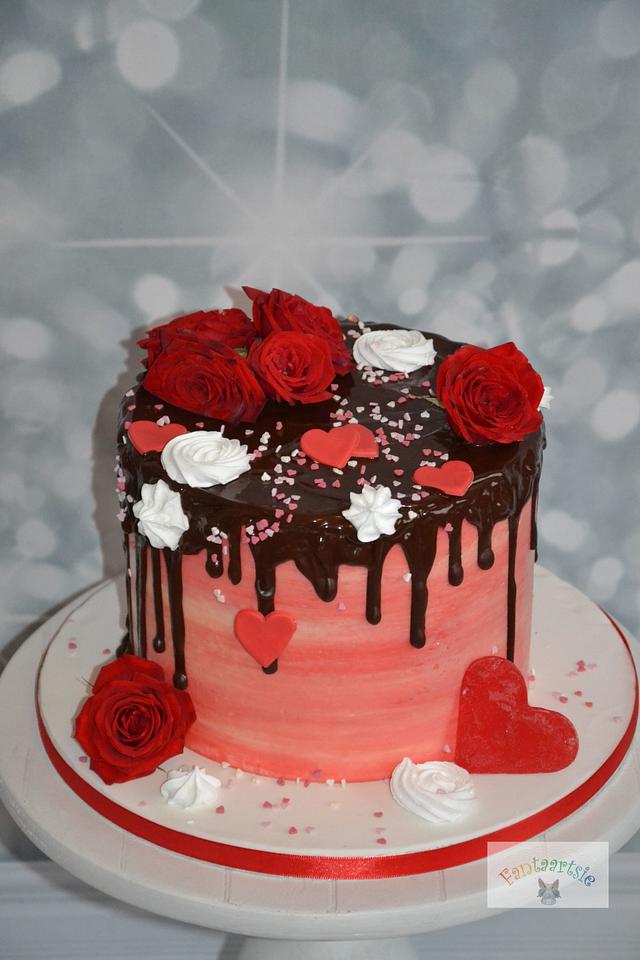 Drip Cake Valentine Decorated Cake By Fantaartsie Cakesdecor