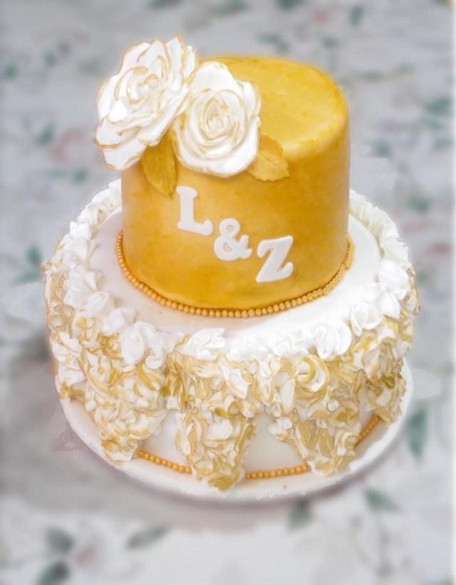 Golden Wedding Anniversary - Decorated Cake by Julie - CakesDecor