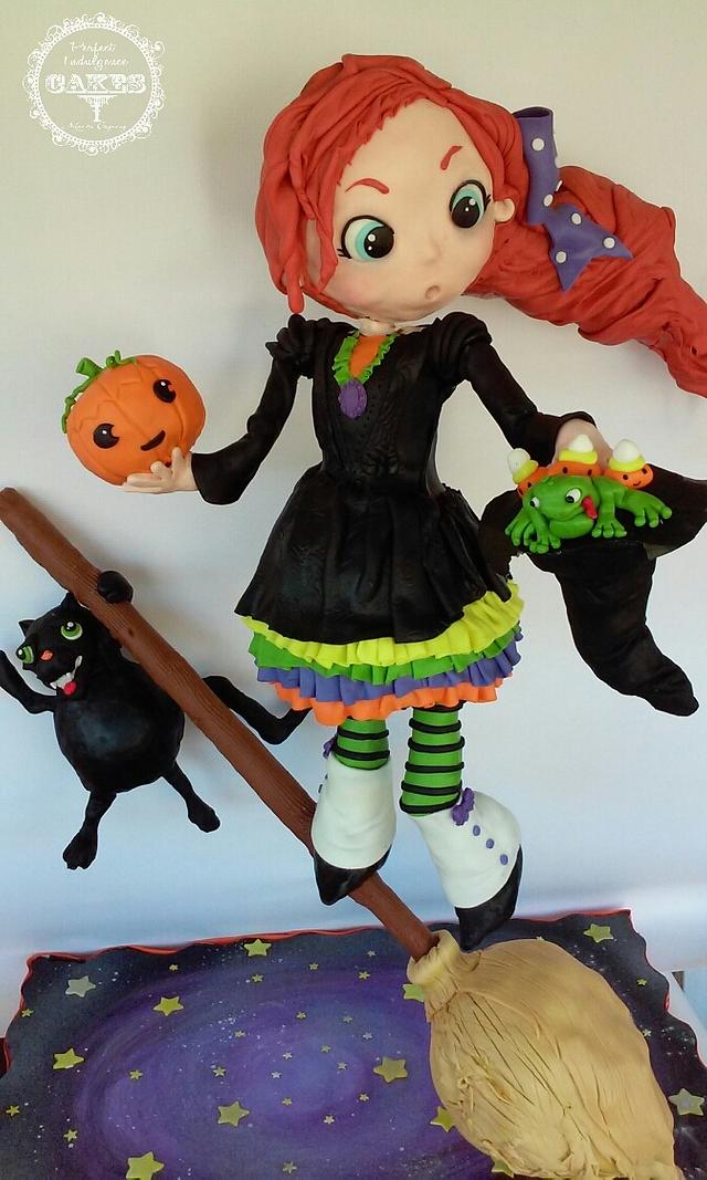 Halloween cake: Wendy the witch on a broom - Cake by - CakesDecor
