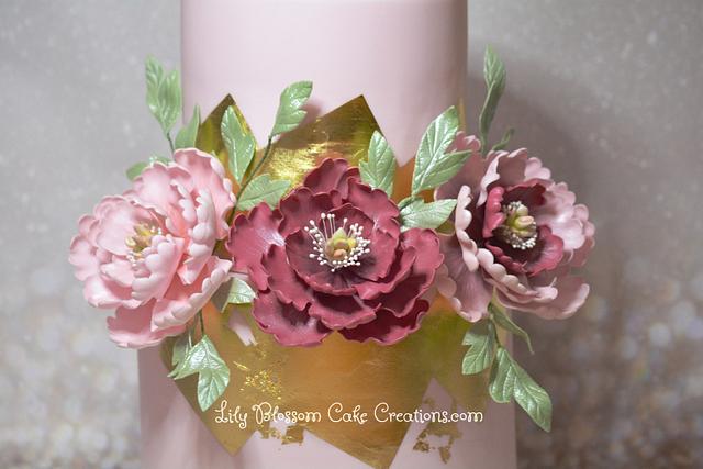 Peony Gold Leaf Cake Cake By Lily Blossom Cake CakesDecor peony-gold-leaf-cake-cake-by-lily-blossom-cake-cakesdecor