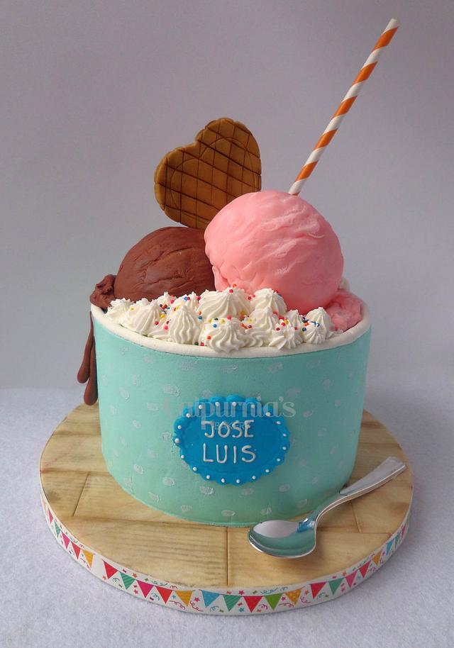 Ice Cream Cake Decorated Cake By Calpurnias Bakery Cakesdecor