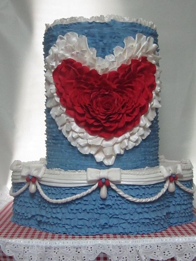 Red White And Blue Love Decorated Cake By Tammy Lynn Cakesdecor
