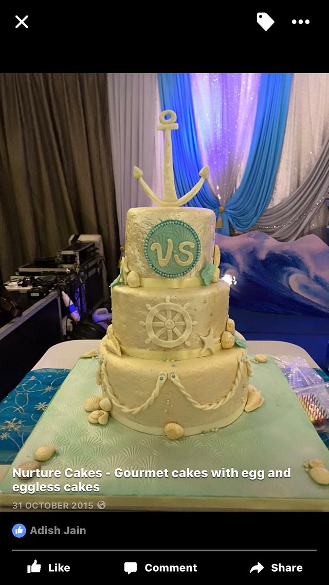 Nautical Theme Wedding Cake - Decorated Cake by Manjari - CakesDecor Nautical Theme Wedding Cake - Decorated Cake by Manjari - CakesDecor